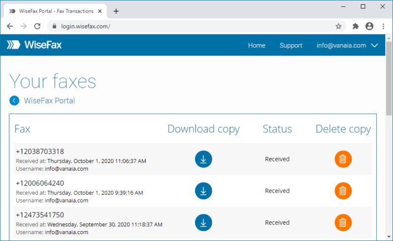 Confirmation report is available for you on WiseFax portal